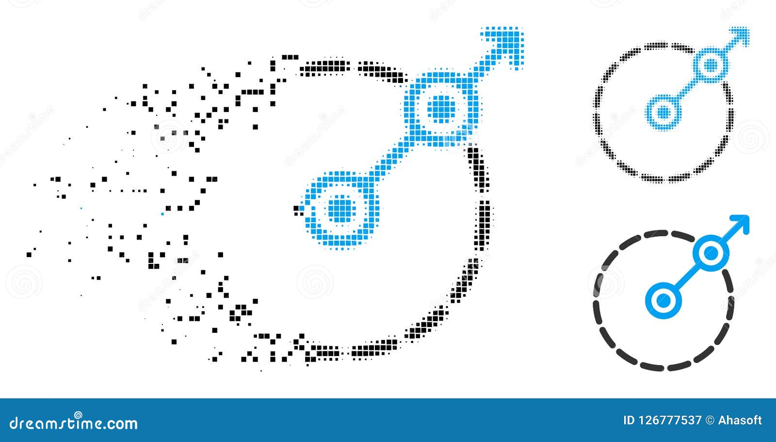 Dispersed Pixelated Halftone Round Area Exit Icon Stock Vector ...