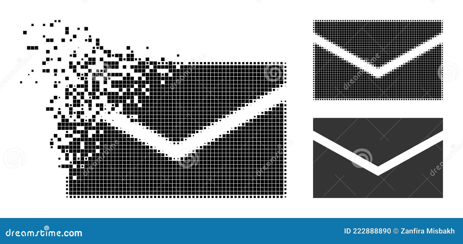 Dispersed Pixelated Mail Icon with Halftone Version Stock Vector ...