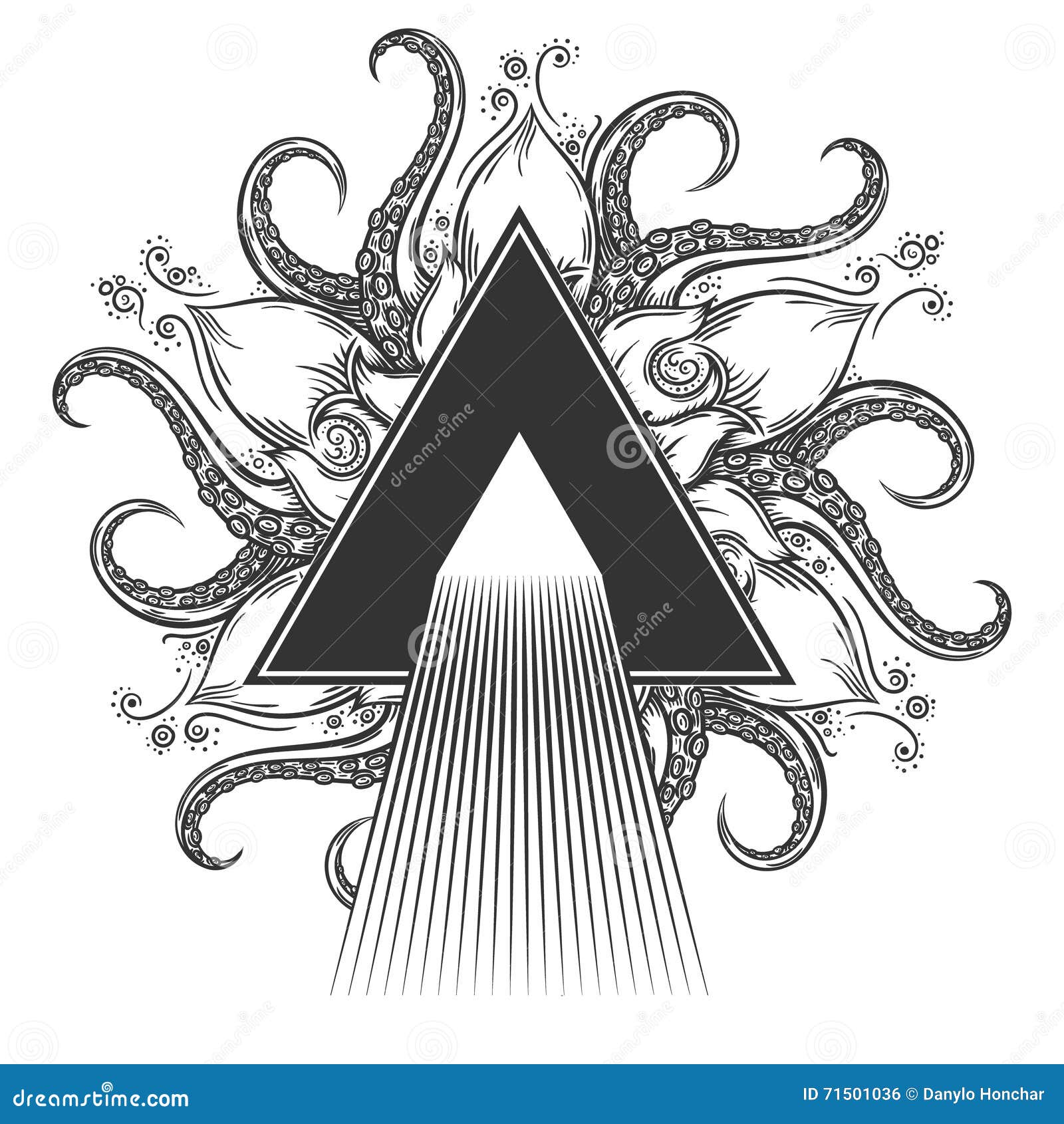 Nautical Mandala With Octopus Tentacles And Floral Elements. Vector ...