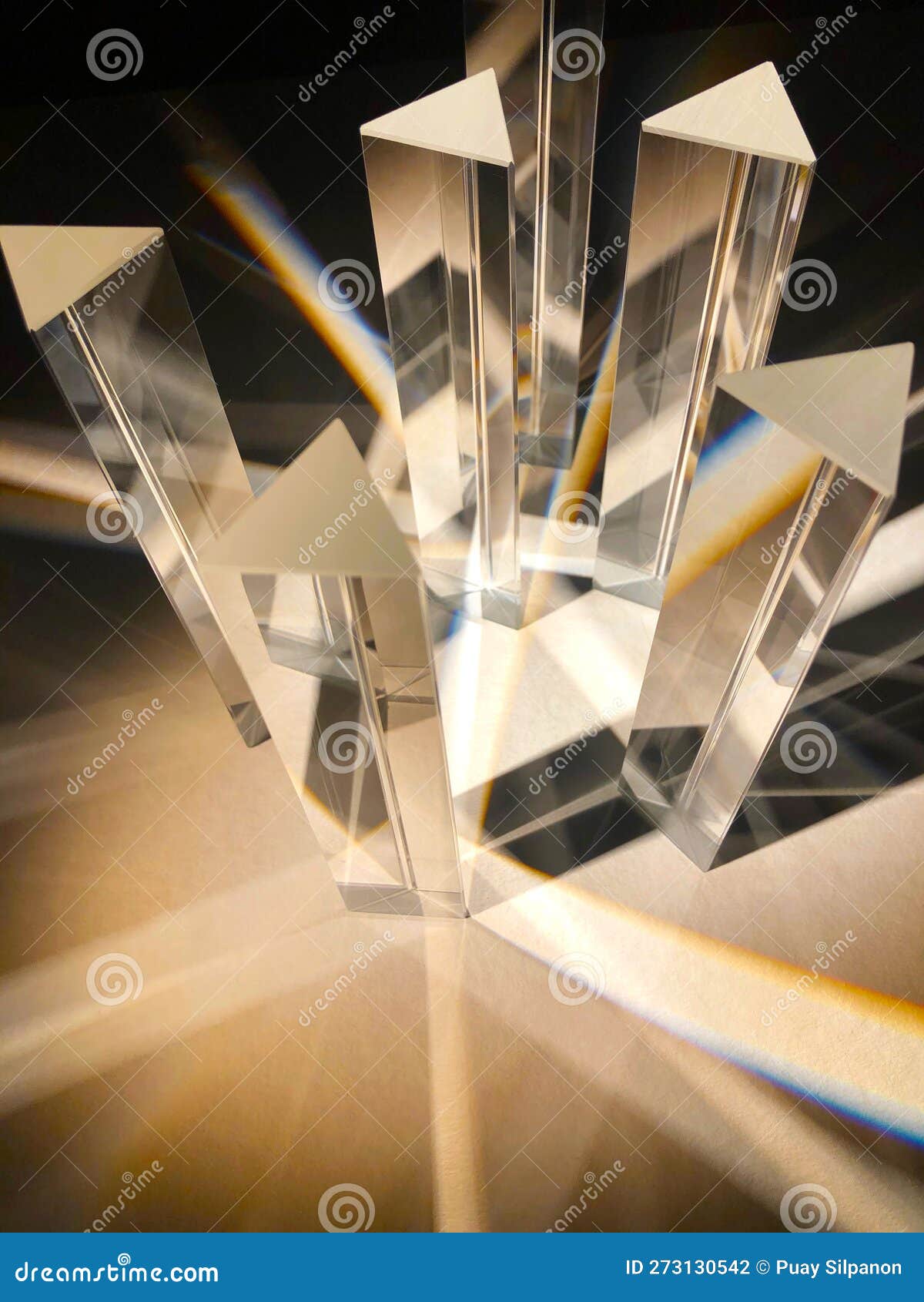 Dispersion of Light through a Group of Triangle Glass Prisms. Stock ...