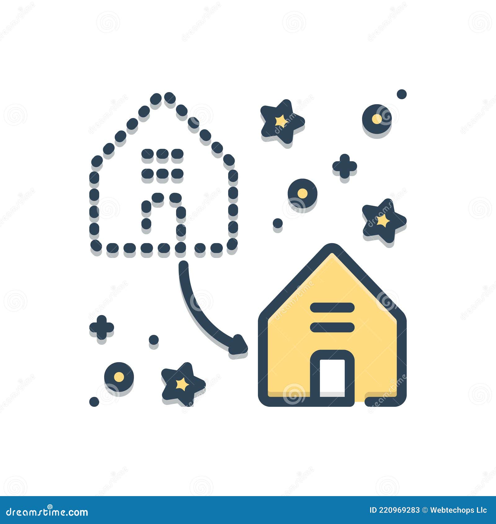 Color Illustration Icon for Displacement, Dislocation and Home Stock ...