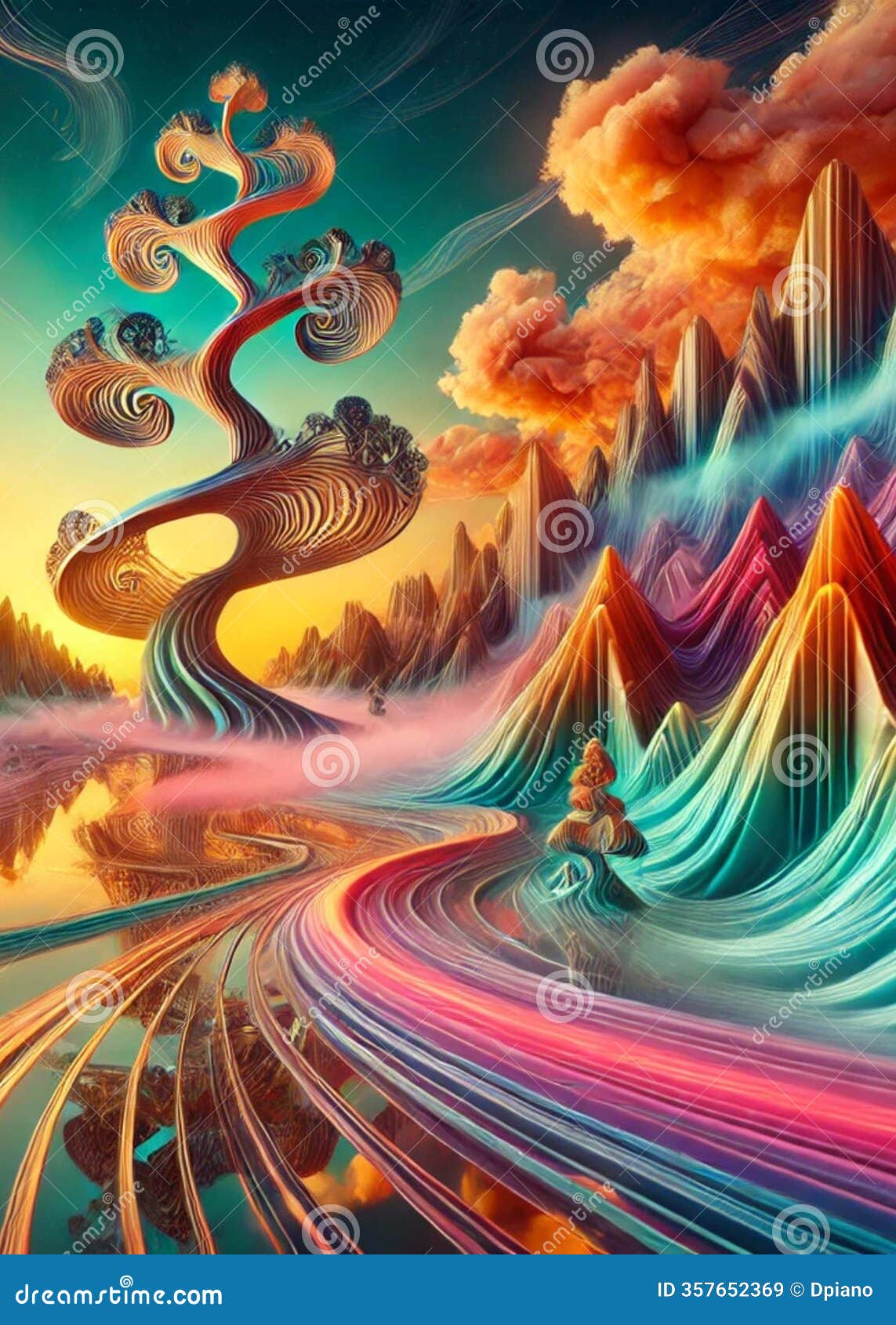 Path less Traveled To a Science Fiction Planet with Wavy Mountains and ...