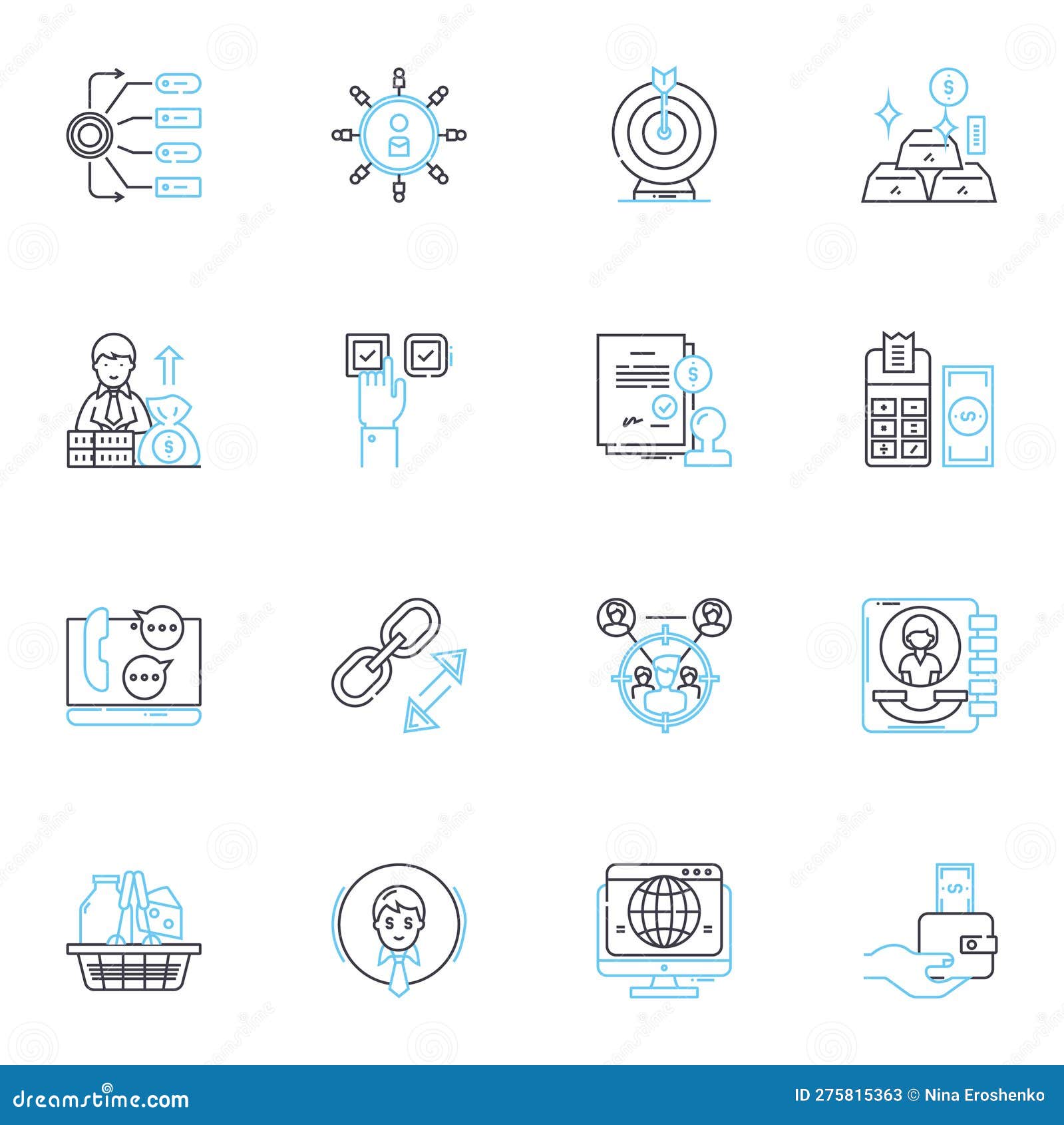 Display Ads Linear Icons Set. Impressions, Clicks, CTR (click-through ...