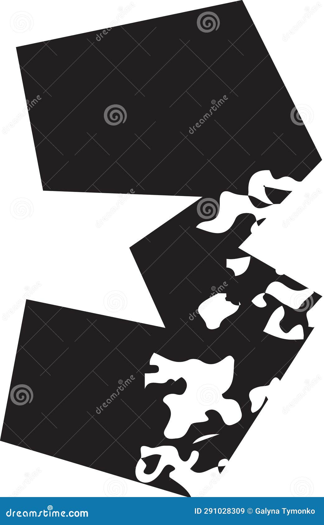 Display Alphabet Grunge Corner Paper Cut Font Number 3 Three Stock ...