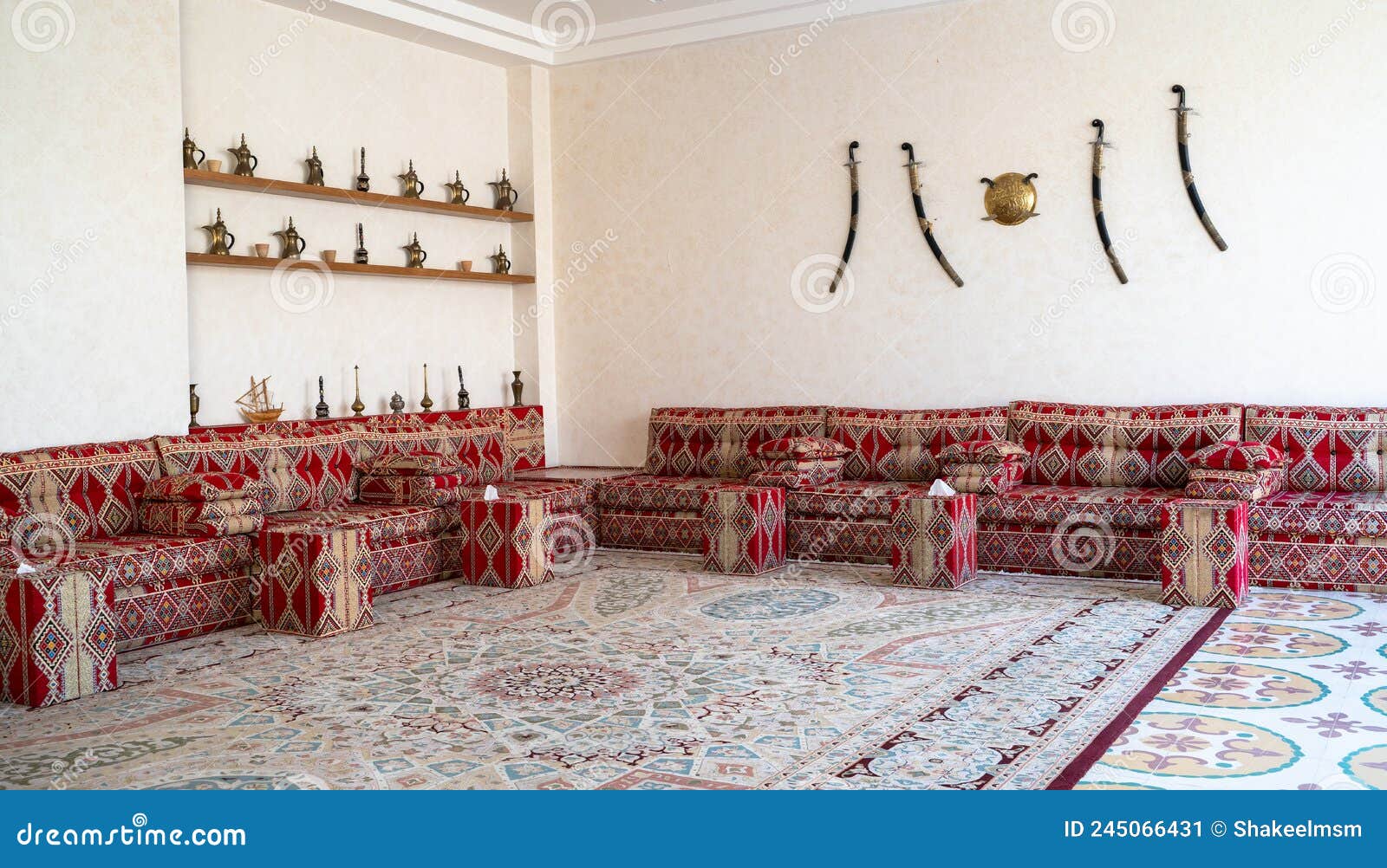 Display of Arabic Majlis at a Hall Stock Image - Image of qatar ...