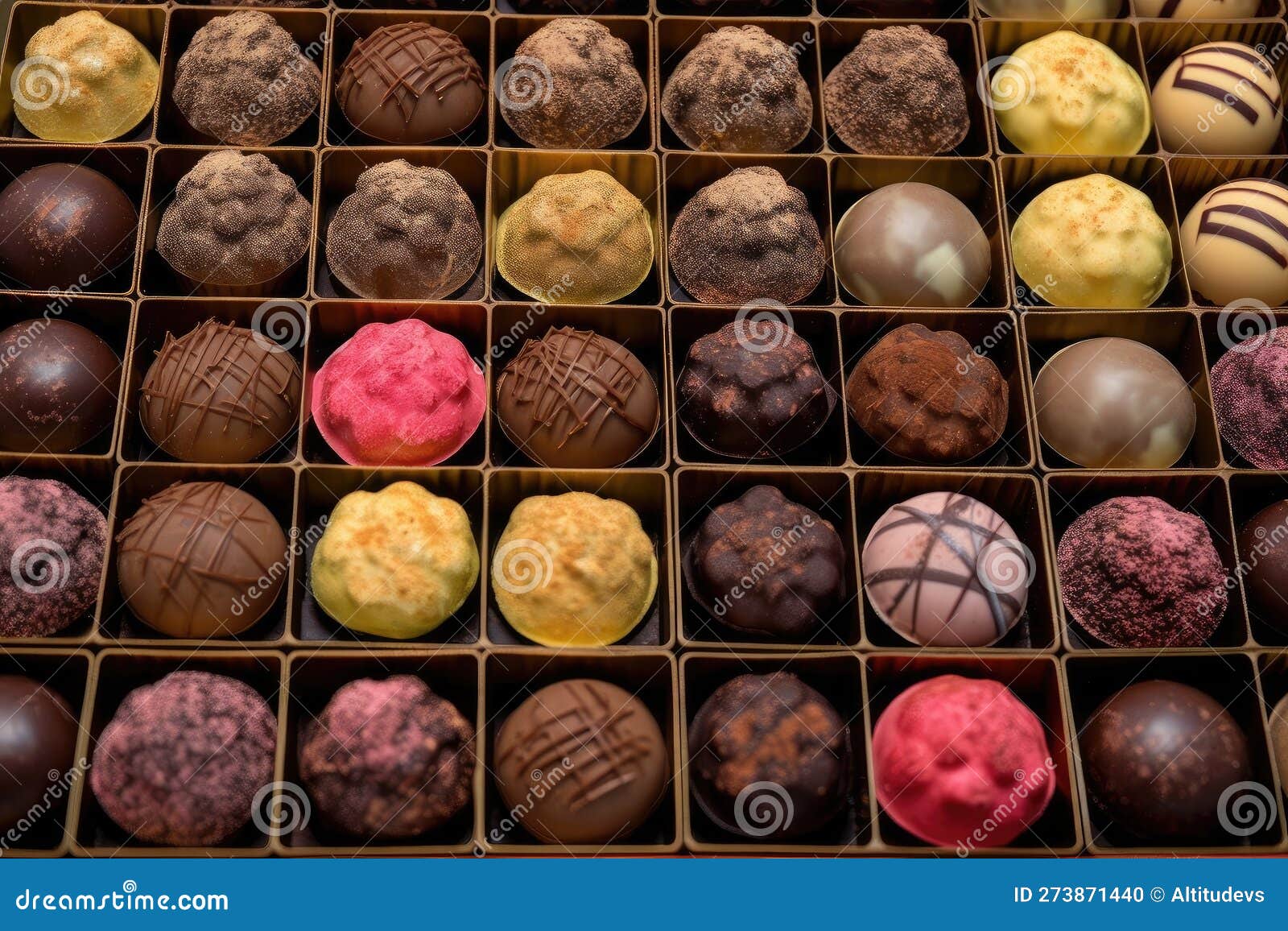 Display of Assorted Chocolate Truffles with Different Flavor and Color ...