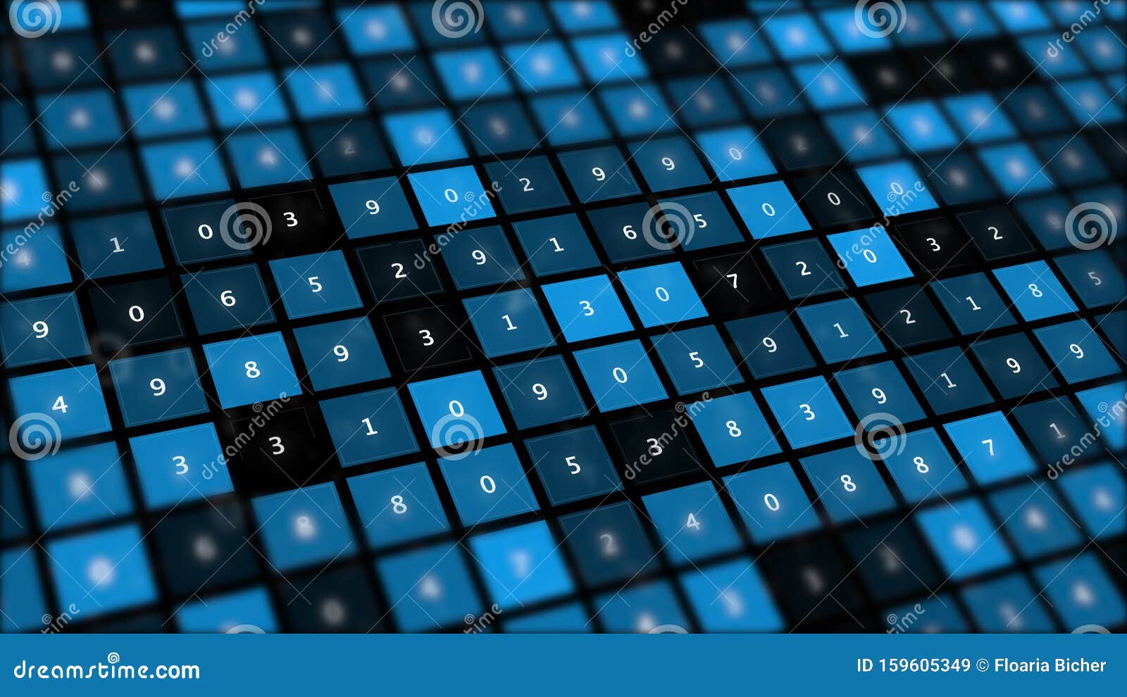 Display of Binary Code Data with Rows of Numbers Symbols. Stock ...