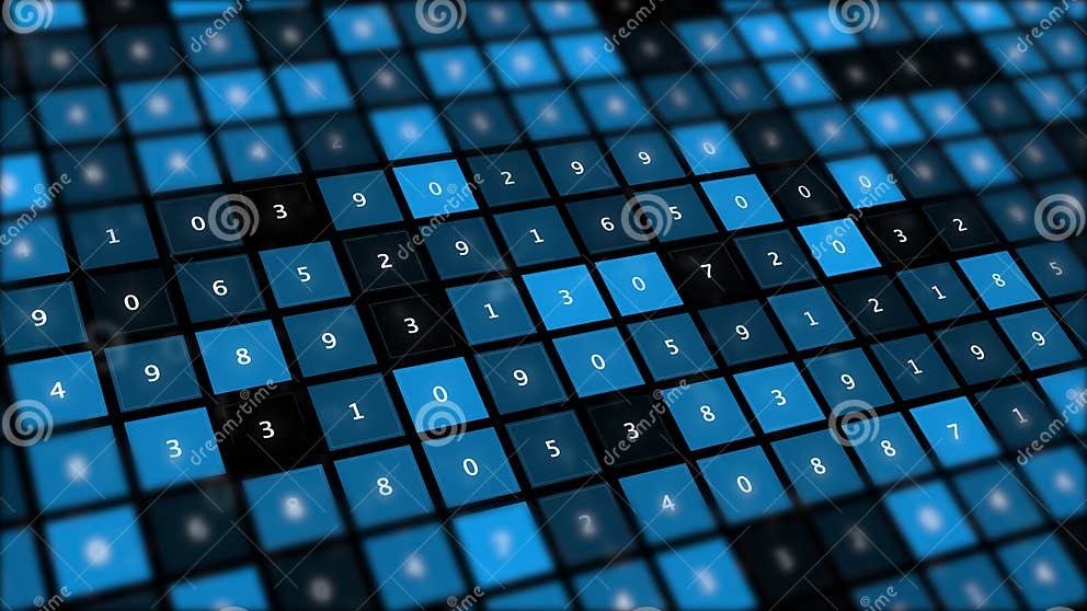 Display of Binary Code Data with Rows of Numbers Symbols. Stock ...