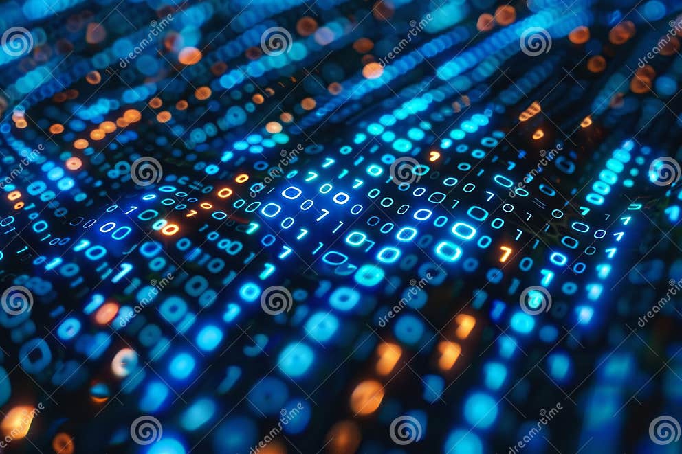 Display of Binary Numbers on Monitor. Visualizing Complex Computations or Algorithms in Action ...