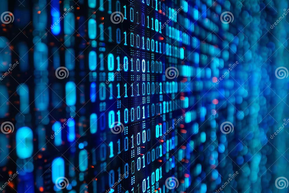 Display of Binary Numbers on Monitor. Visualizing Complex Computations or Algorithms in Action ...