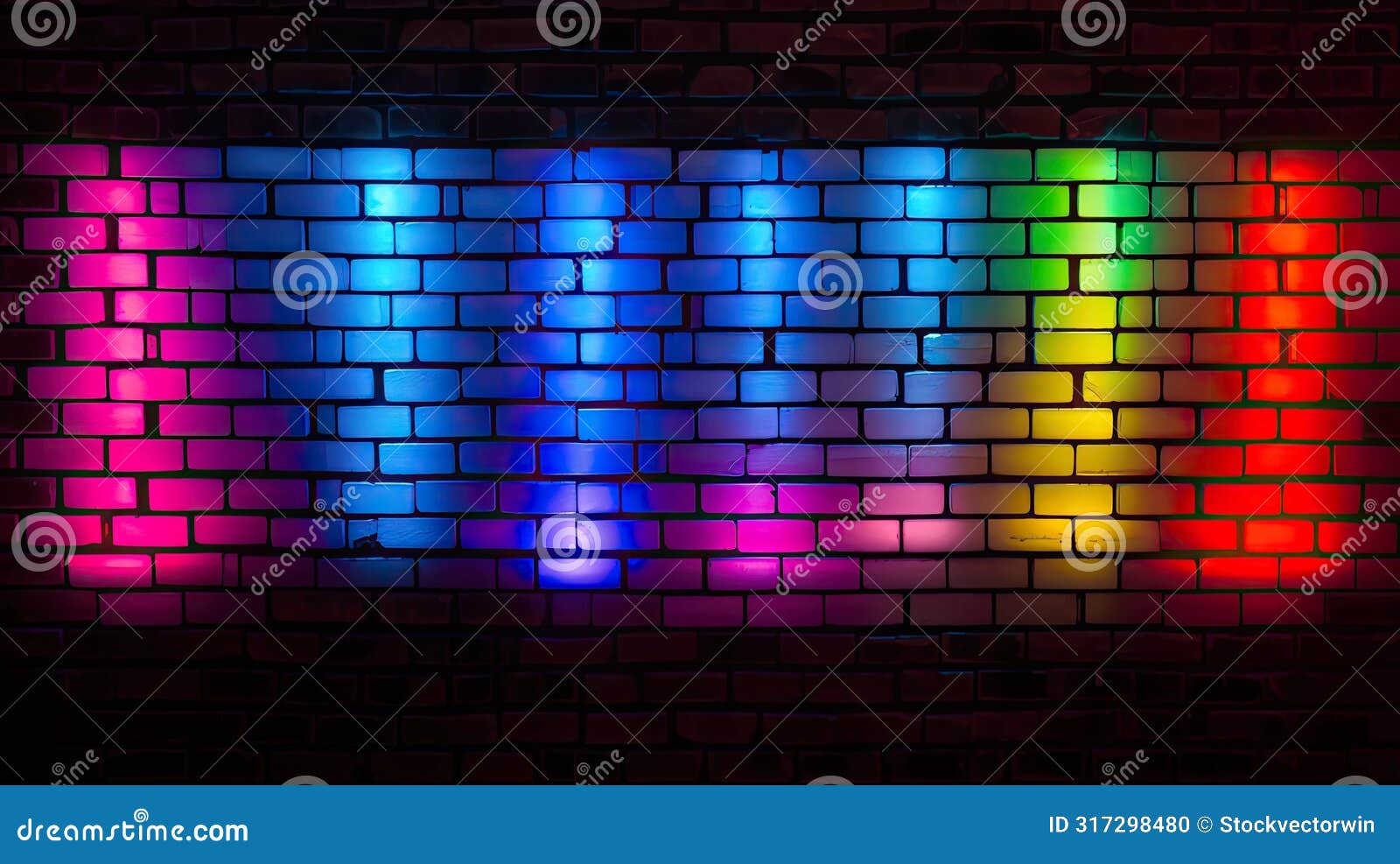 Display Brick Wall Neon Lights Stock Illustration - Illustration of ...