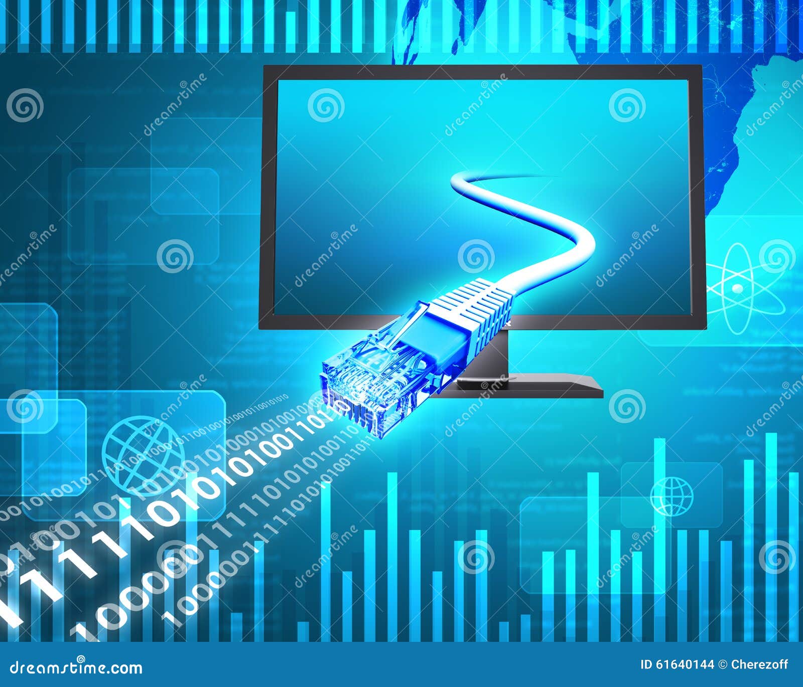 Display with cable stock illustration. Illustration of monitor - 61640144
