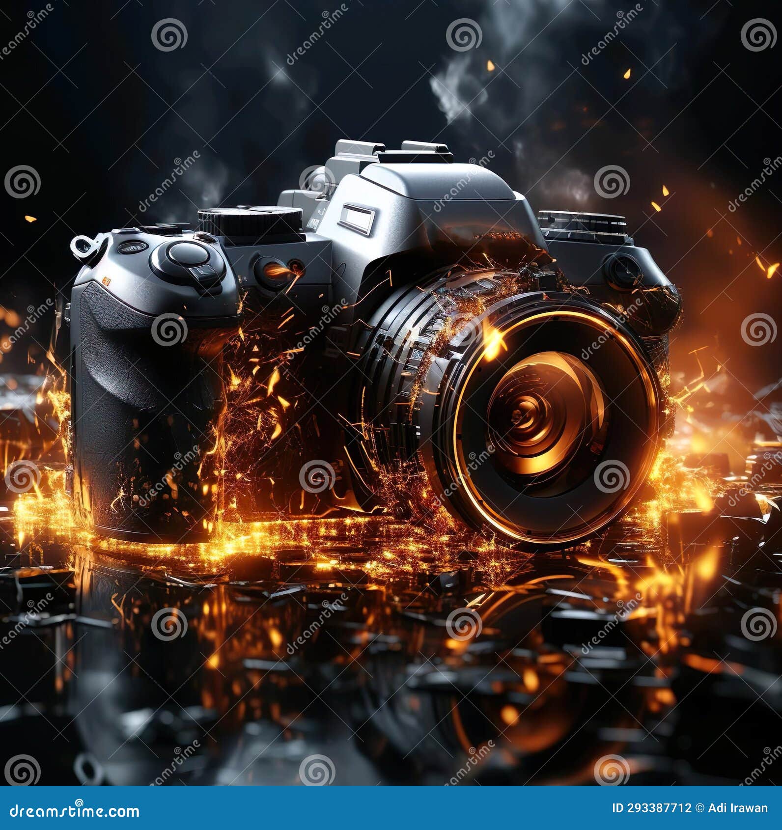Display of Camera with Sparkling of Fire Stock Illustration ...