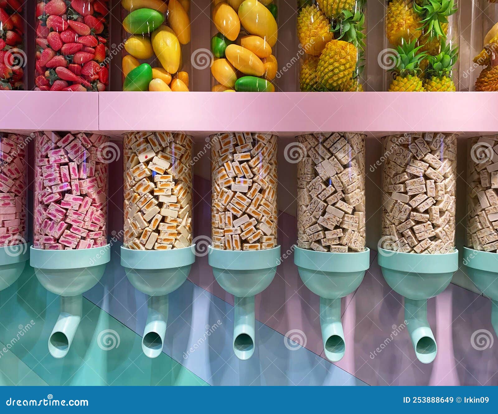 Display in a candy store stock image. Image of strawberry - 253888649