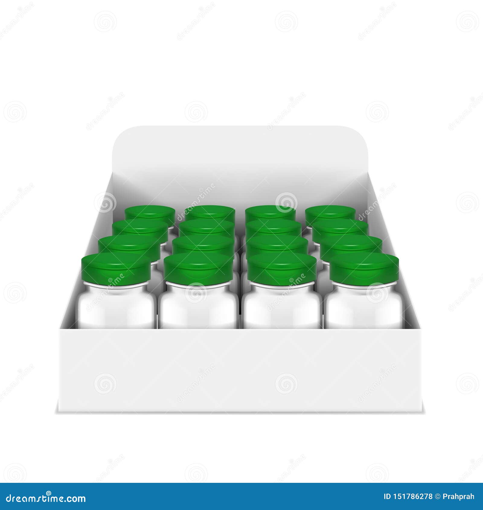 Display Cardboard Box with Vitamin Bottles Packing Stock Illustration ...