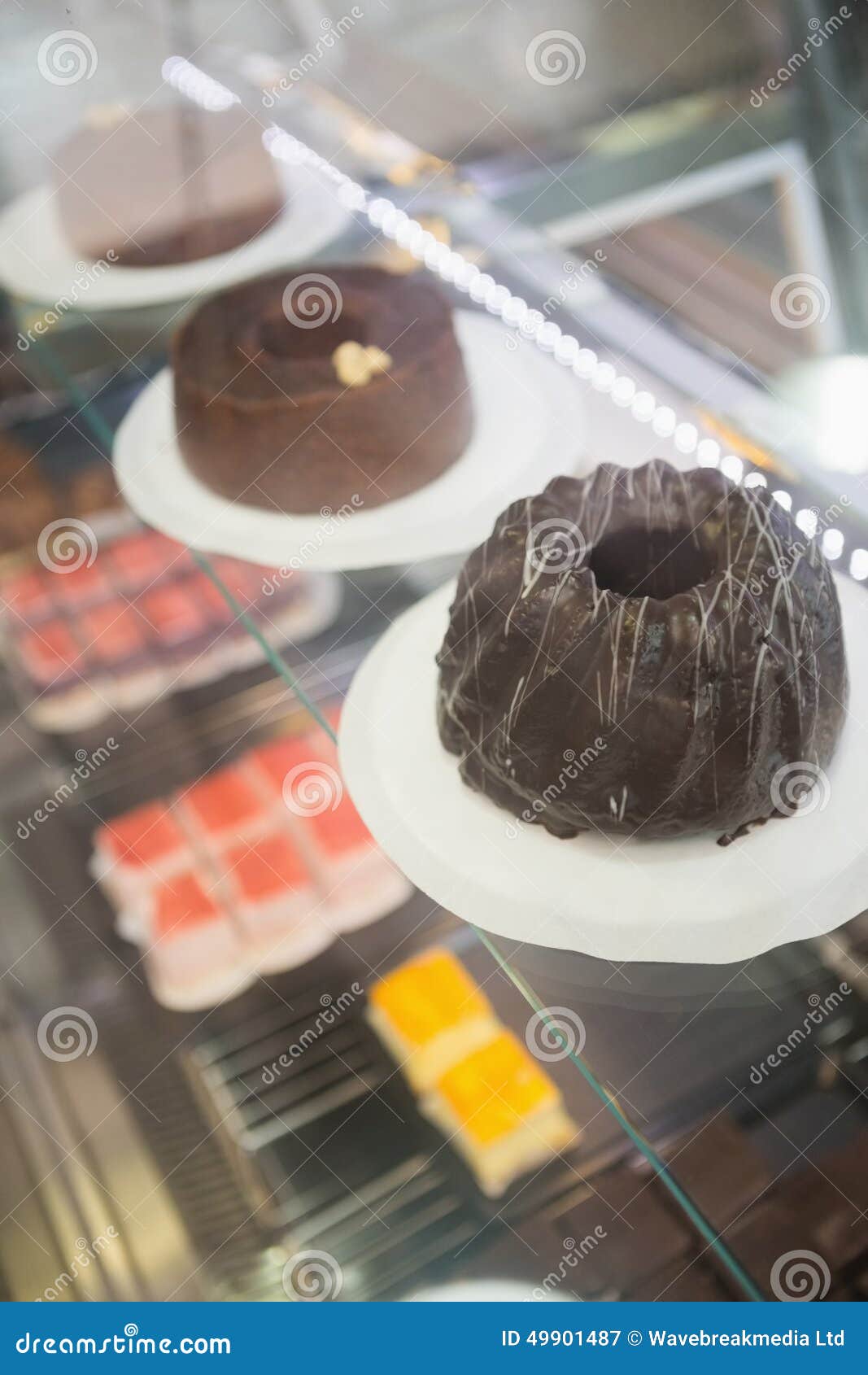 Display Case with Chocolate Cakes Stock Image - Image of food, bakery ...