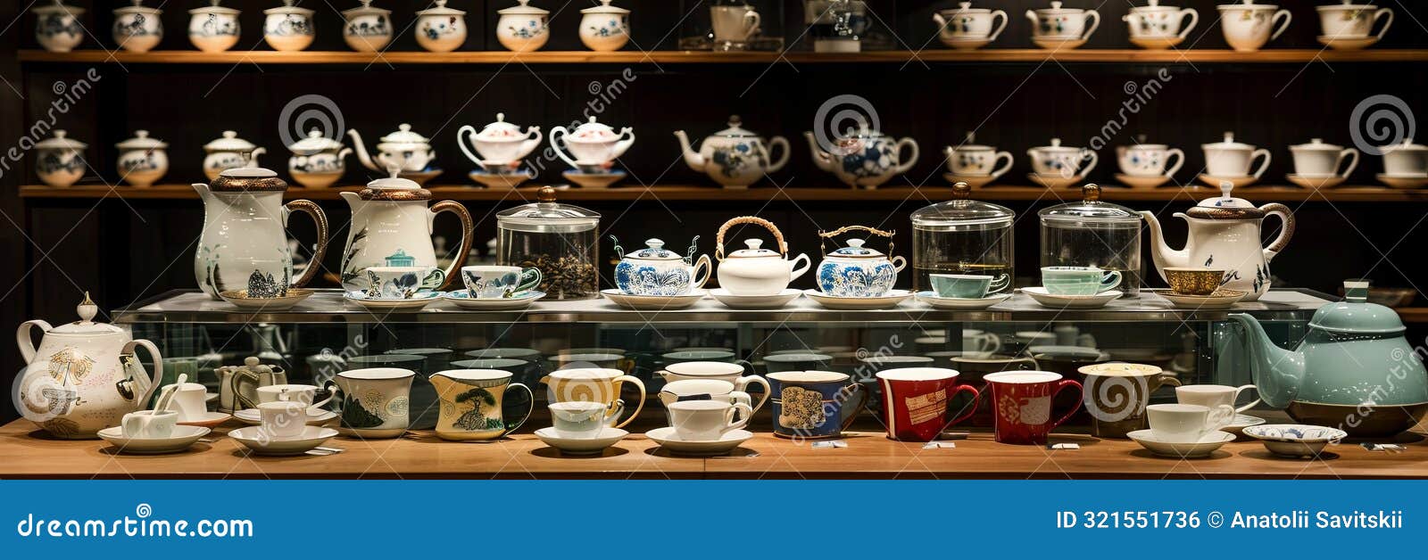 A Display Case Overflowing with an Array of Cups and Saucers ...