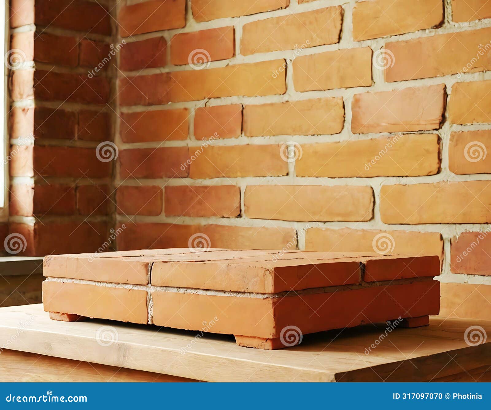 Display Case Pedestal - Brick on Brick Background. Stock Illustration ...