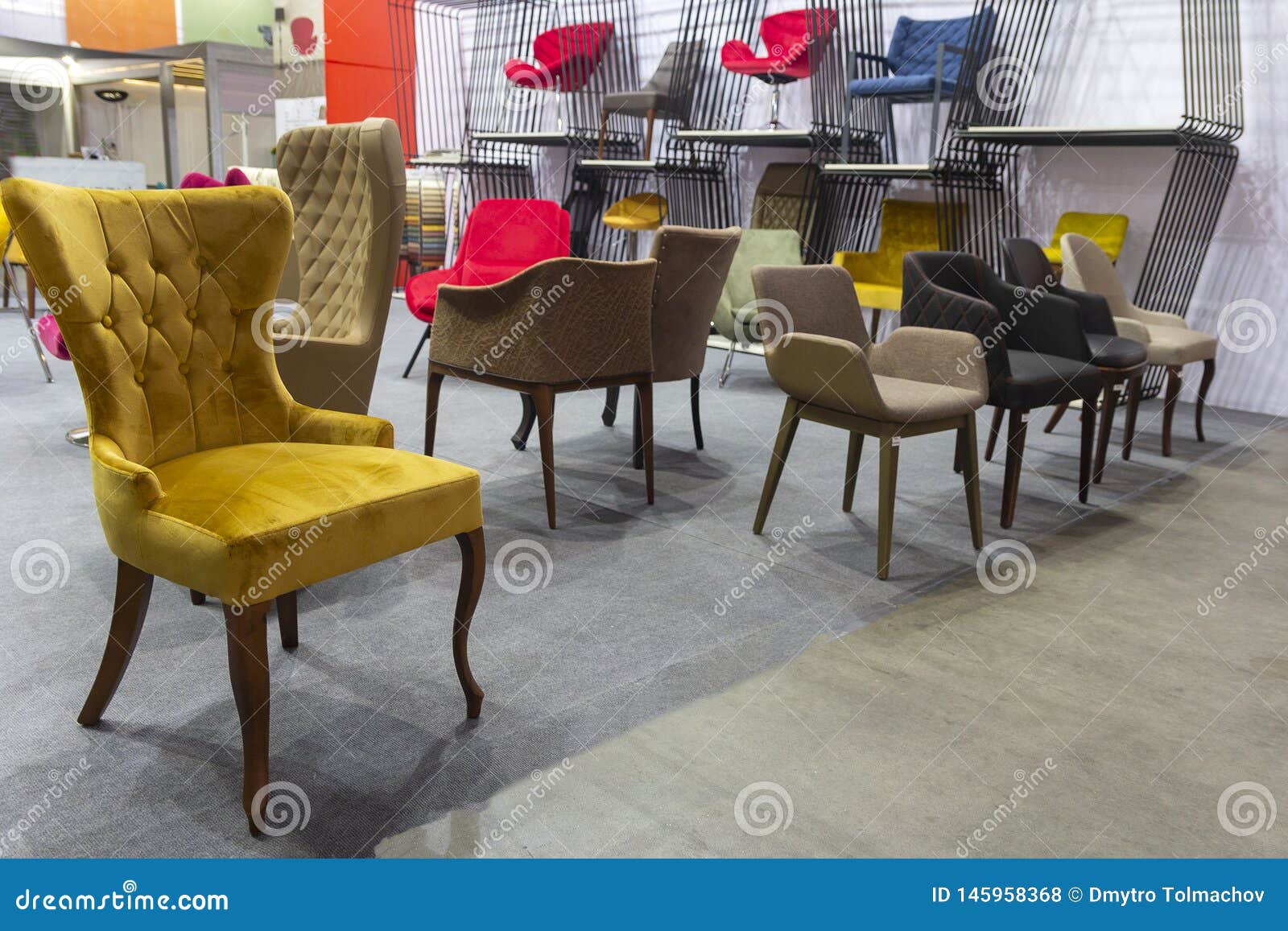 Display of Chairs in Retail Space Stock Photo - Image of modern, floral ...