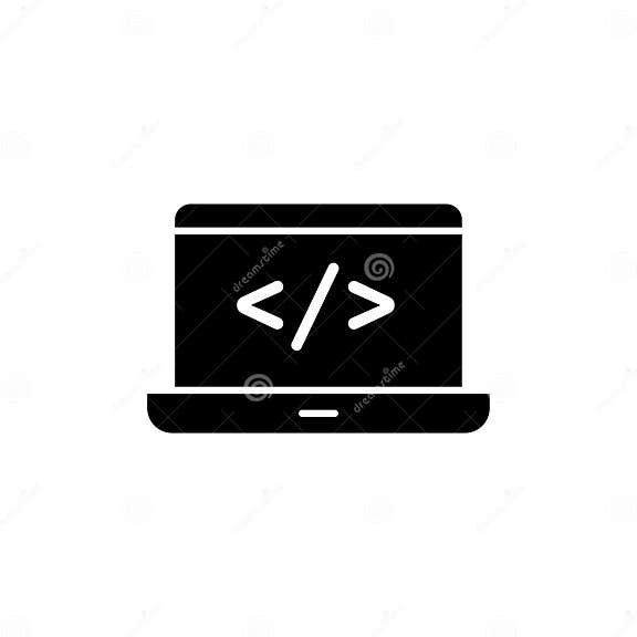 Display Code Icon Set. Computer Software Program Script Vector Symbol. Web Html Sign in Black ...