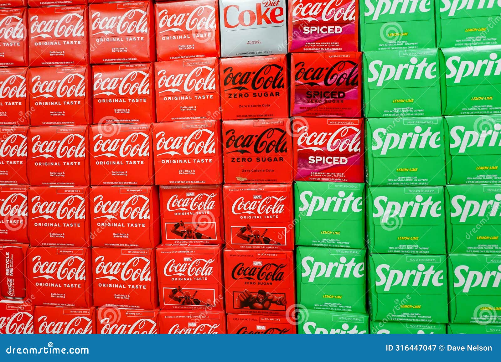 Display of Coke and Sprite editorial photography. Image of spiced ...