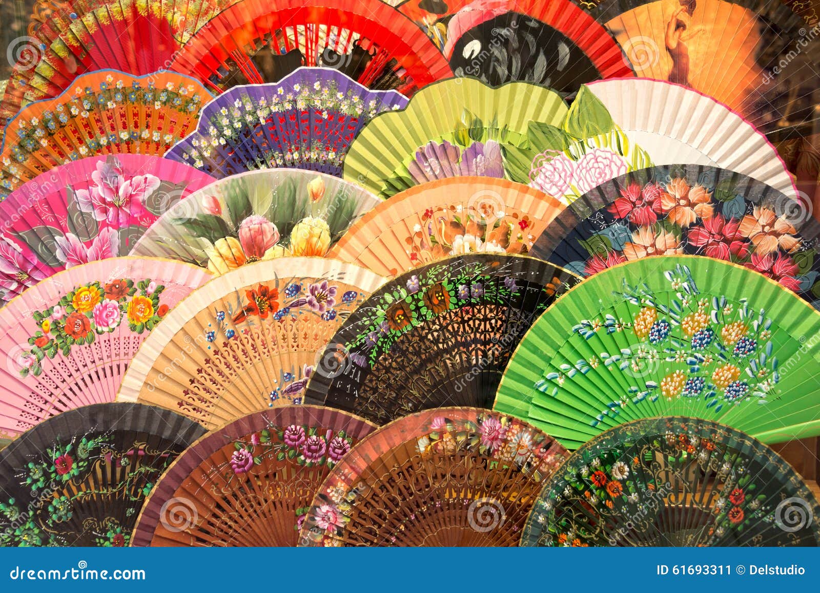 Display of Coloful Spanish Fans Stock Image - Image of flamenco ...