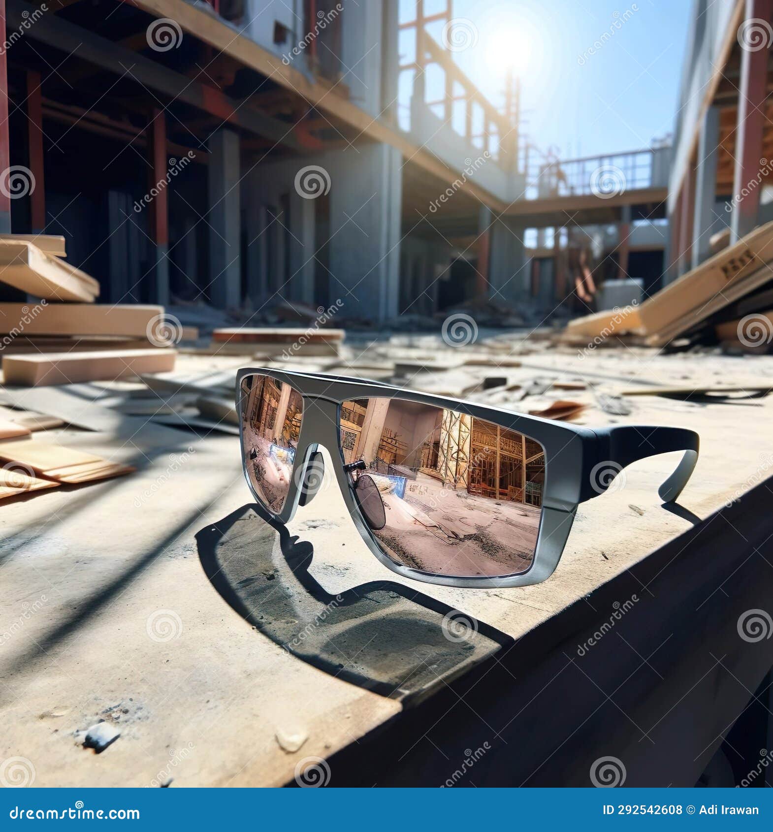 Display of Construction Glasses with Reflection Stock Illustration ...
