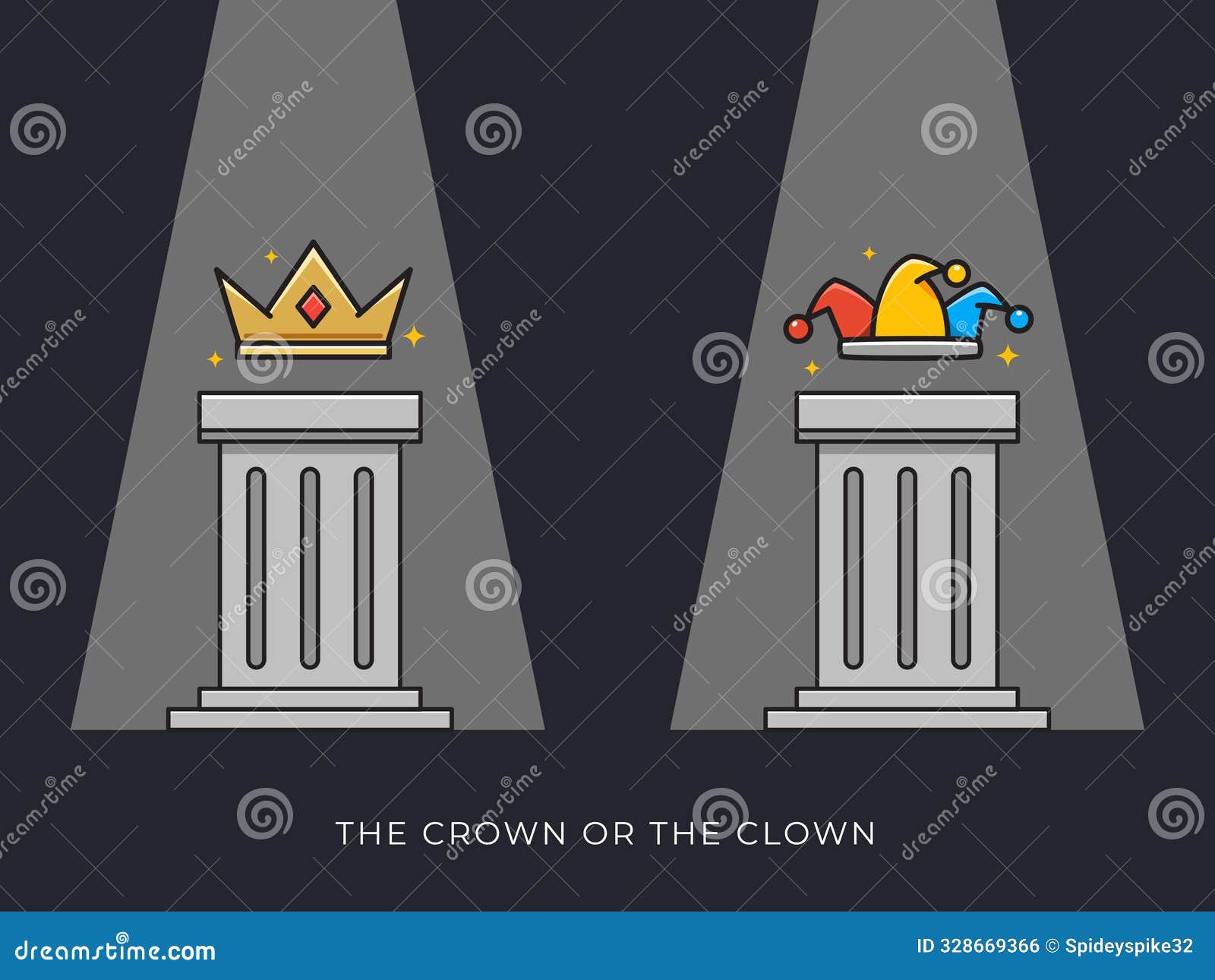 The Display of the Crown and the Clown. Isolated Vector Illustration ...