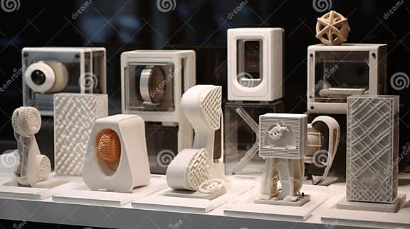 A Display of 3D-printed Prototypes Featuring Innovative Designs for ...