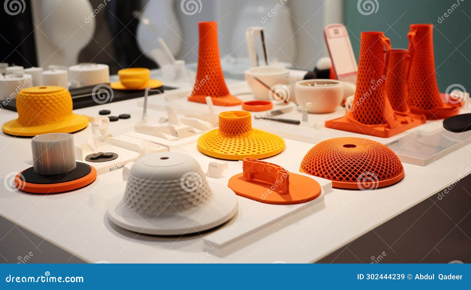 3d Printed Prototypes Displaying Manufacturing Process On Table Stock ...