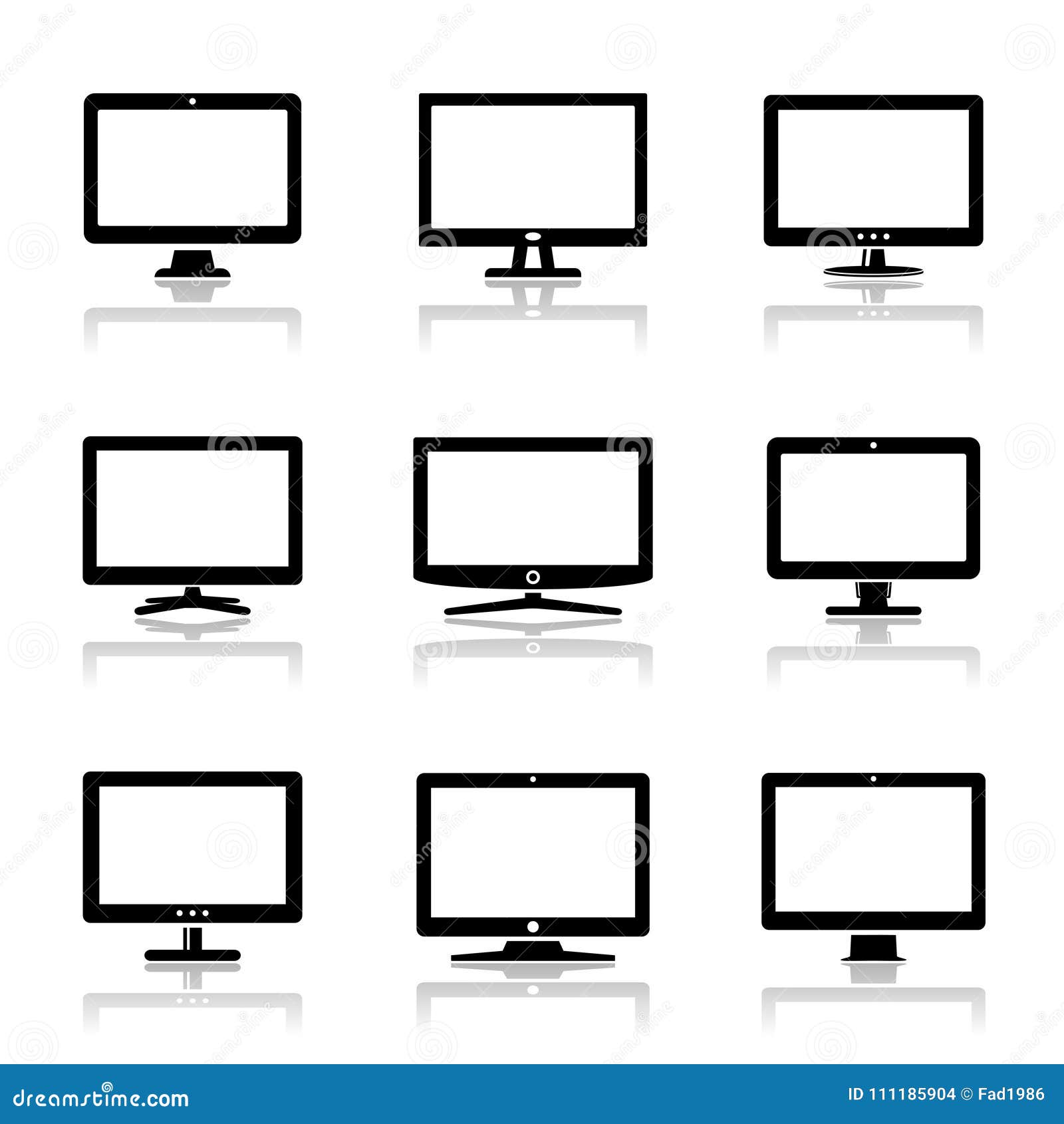 Display Devices Icon Set. Televisions and Computer Monitors Stock ...