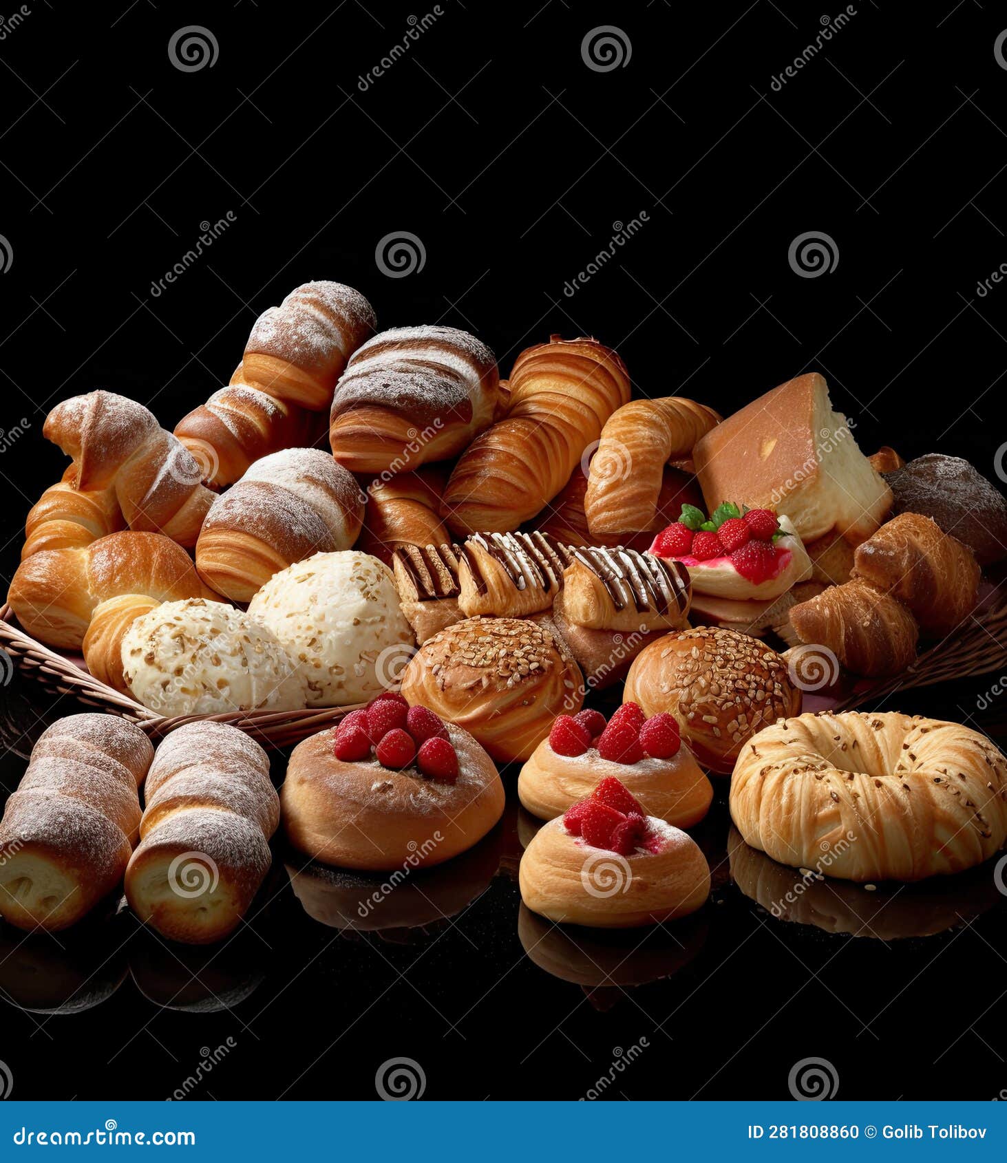 A Display of Different Types of Bread and Pastries Stock Illustration ...