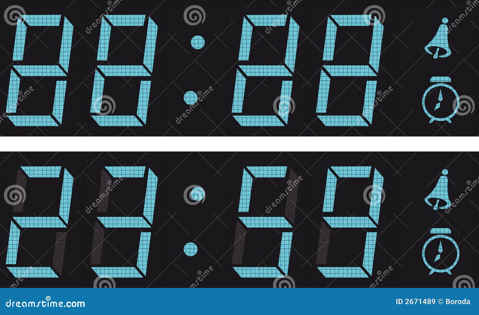 Digital Clock & Number Set, Electronic Figures Vector Illustration ...