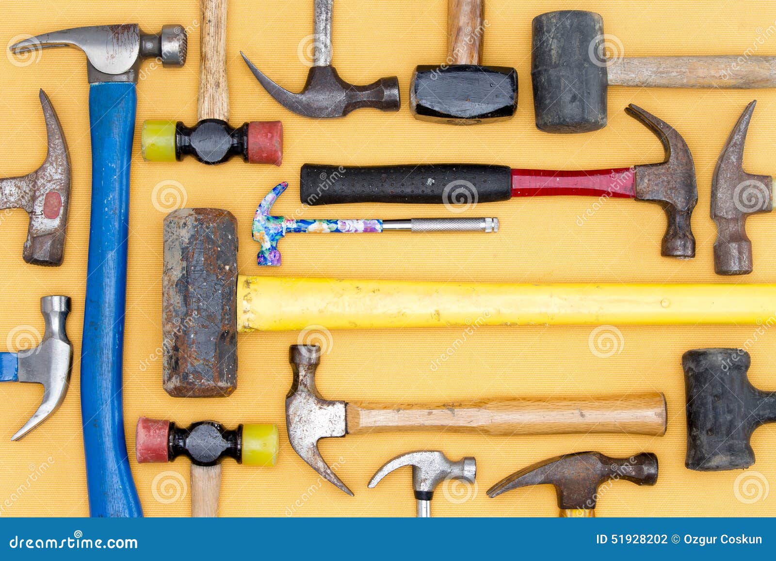 Display of a Diversity of Hammers in a Tool Kit Stock Photo - Image of ...