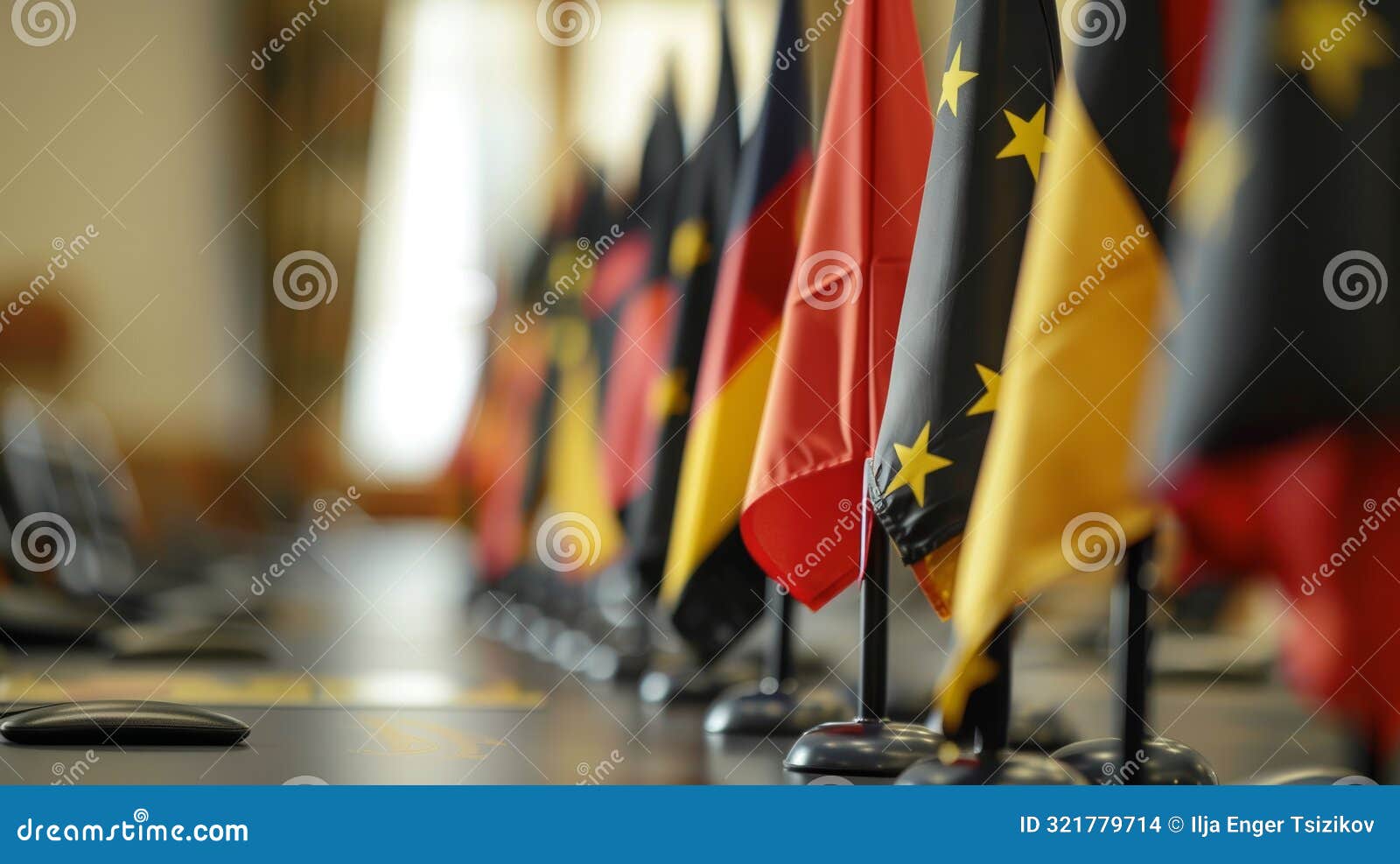 Display of European Union Member Flags in a Row for Viewing and ...