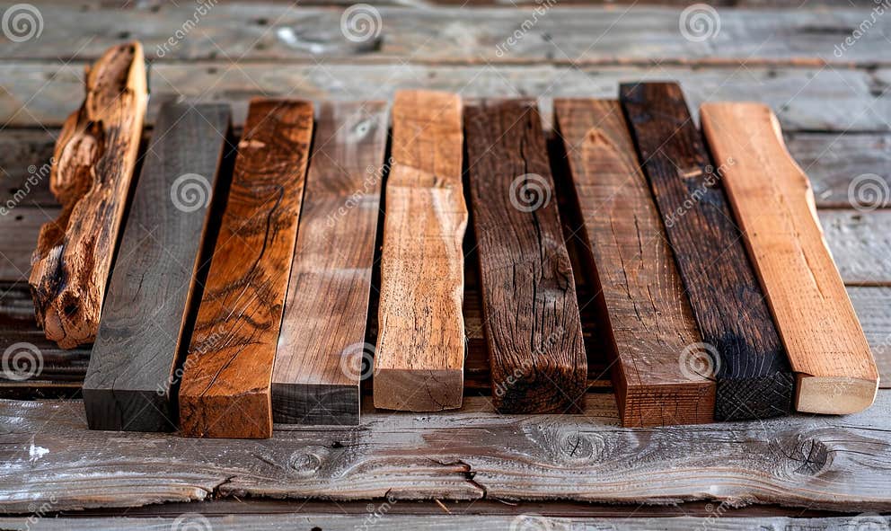 Display Features Multiple Wood Samples with Differing Colors and ...