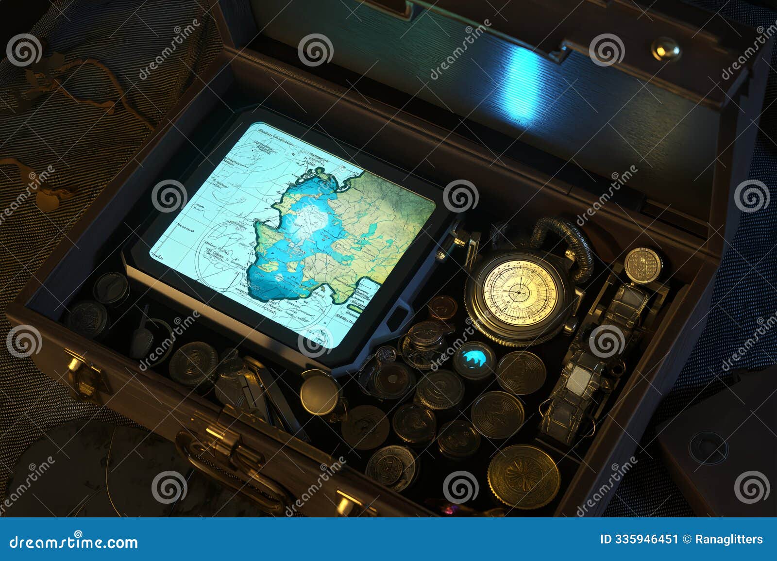 Display Features Vintage Navigation Instruments, A Compass, And A ...