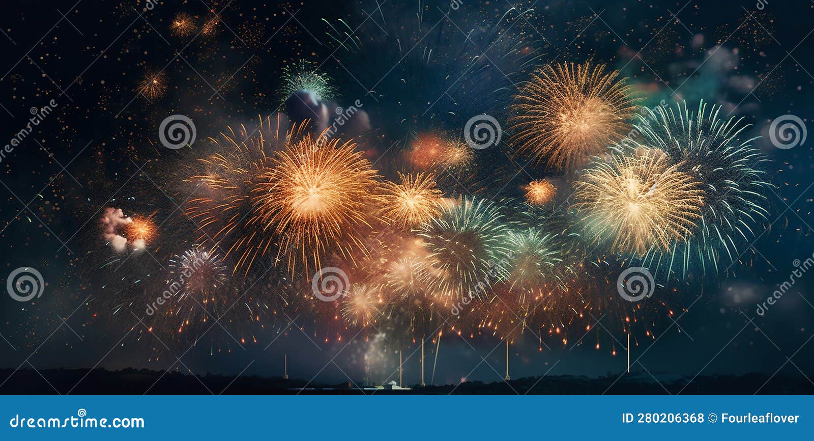 Display of Fireworks at Night on a Clear Night Full of Stars ...