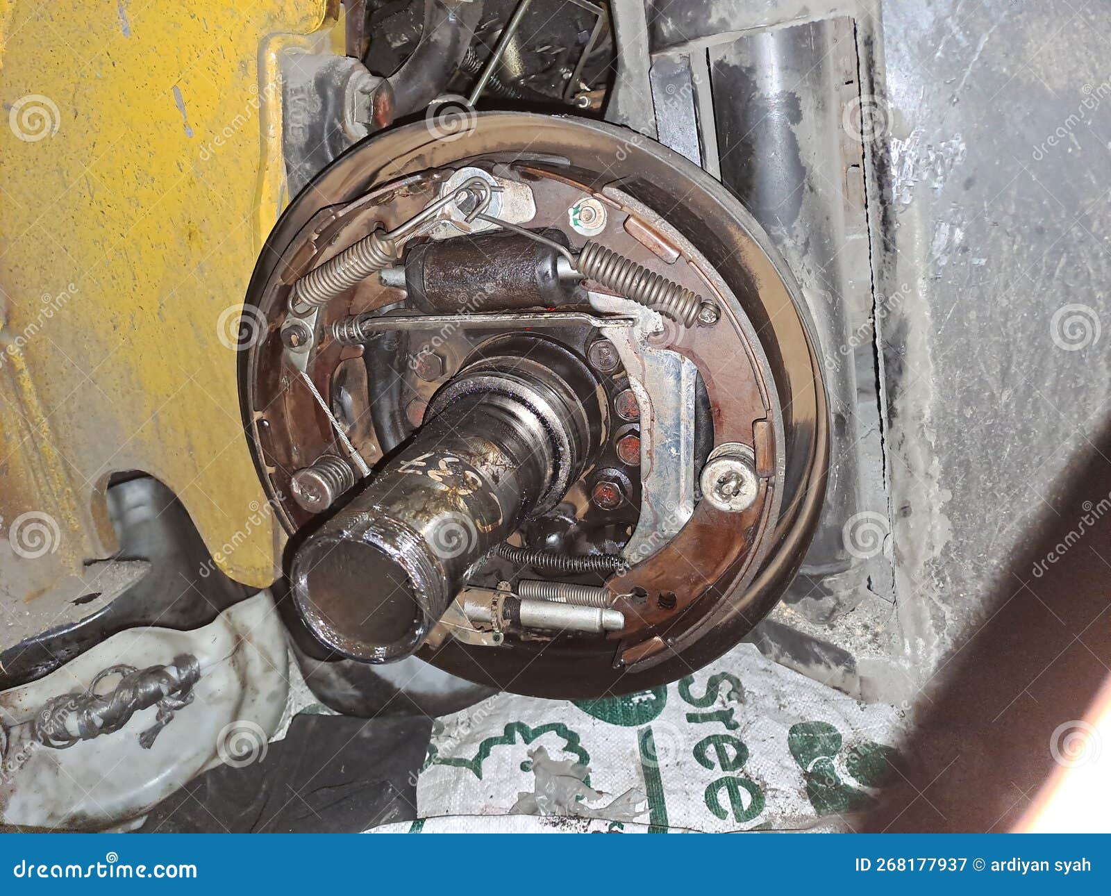 Display Forklift Front Brake Lining during Repair Stock Image - Image ...