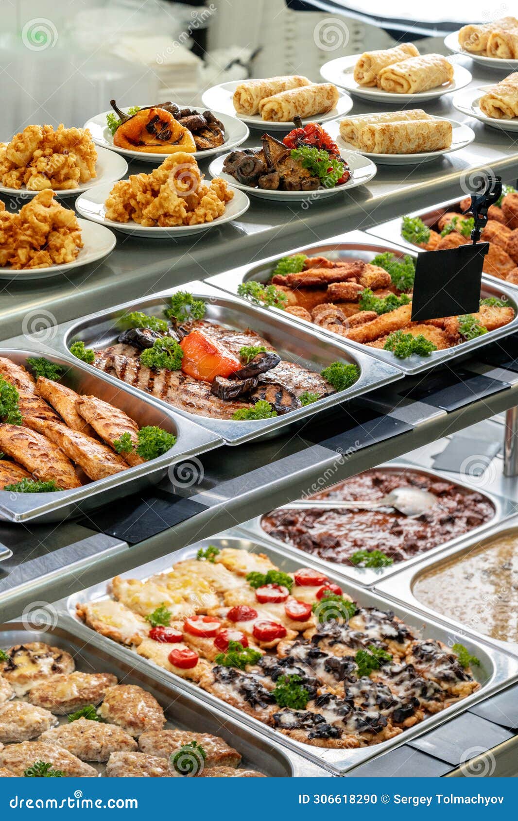 Display with Fresh Cooked Food in a Canteen Stock Photo - Image of ...