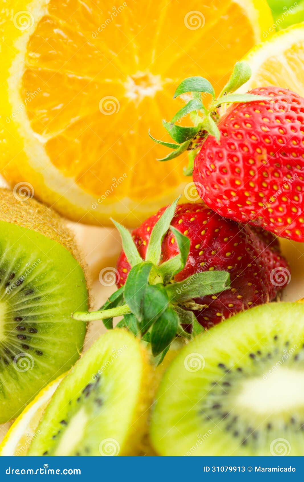 Display of Fresh Fruit on Brightly Coloured Background Stock Image ...