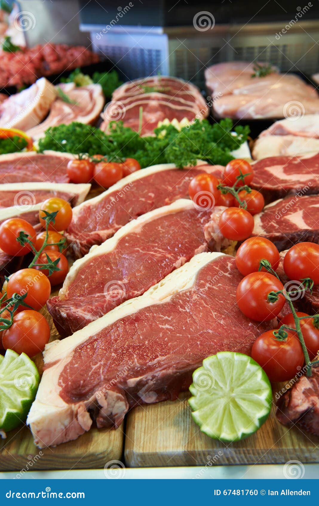 Display of Fresh Meat in Butcher S Store Stock Photo - Image of ...