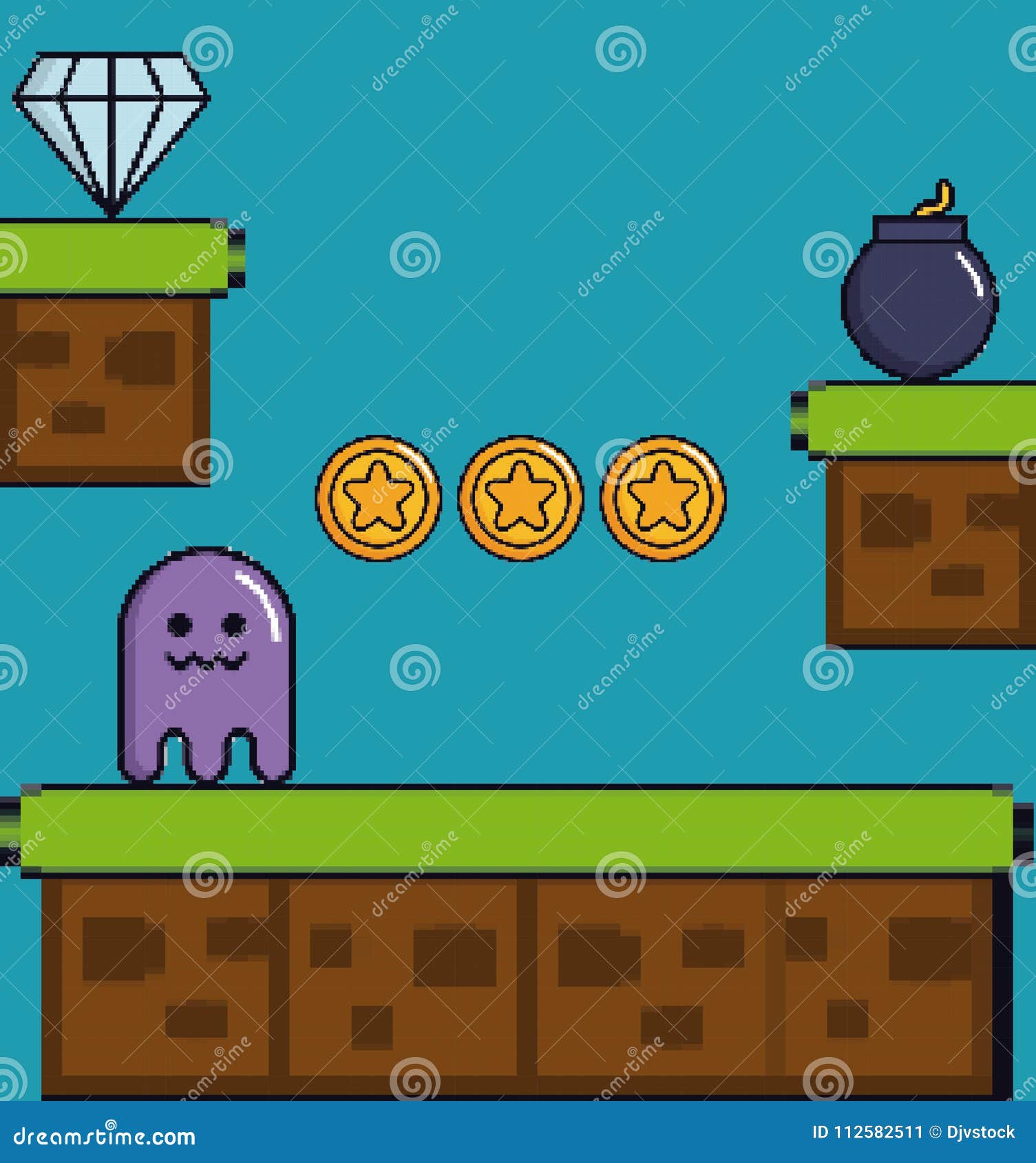 Display Game Pixel Interface Stock Vector - Illustration of pixel, coin ...