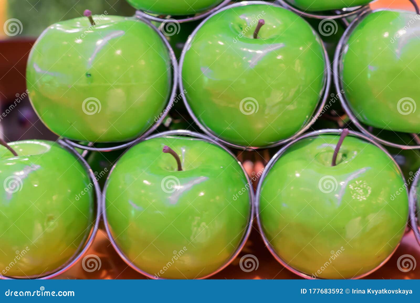 Display with green apples stock photo. Image of granny - 177683592