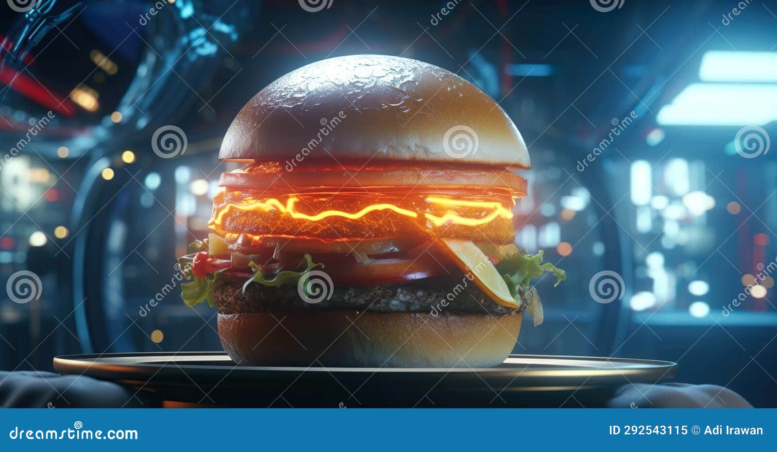 Display of Hamburger with Light in it Stock Illustration - Illustration ...
