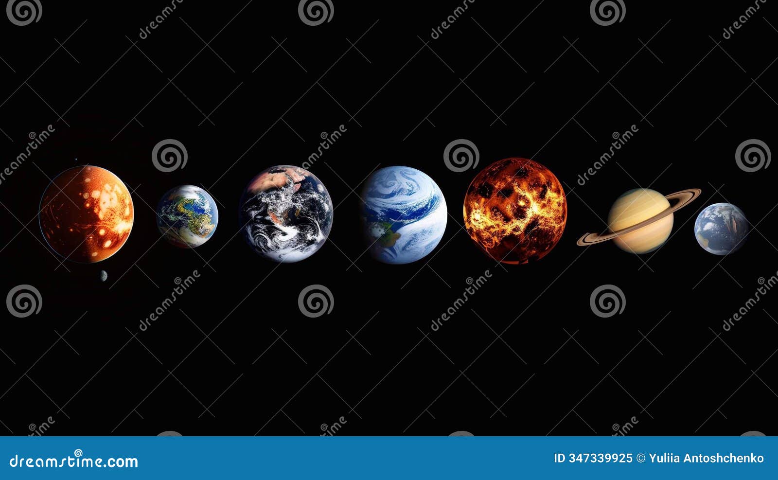 This Display Highlights The Eight Planets Of The Solar System, Showing ...