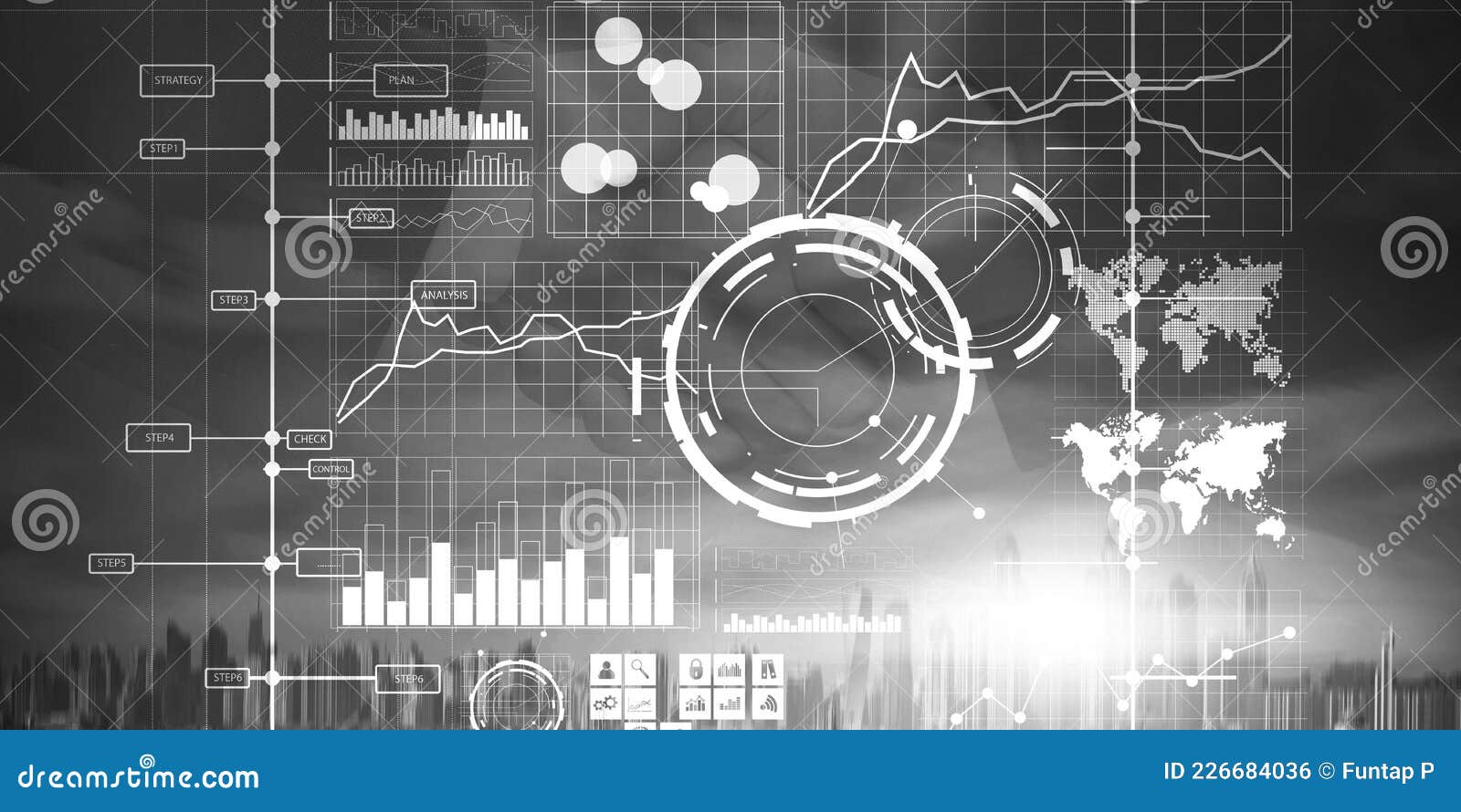 Display Interface Intelligence Dashboard and Charts. Financial Key ...