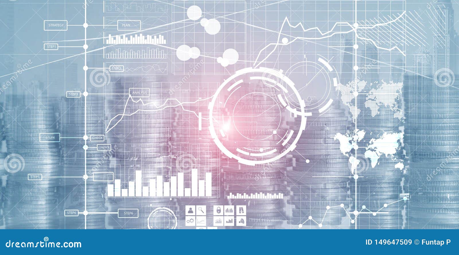 Display Interface Intelligence Dashboard and Charts. Financial Key ...