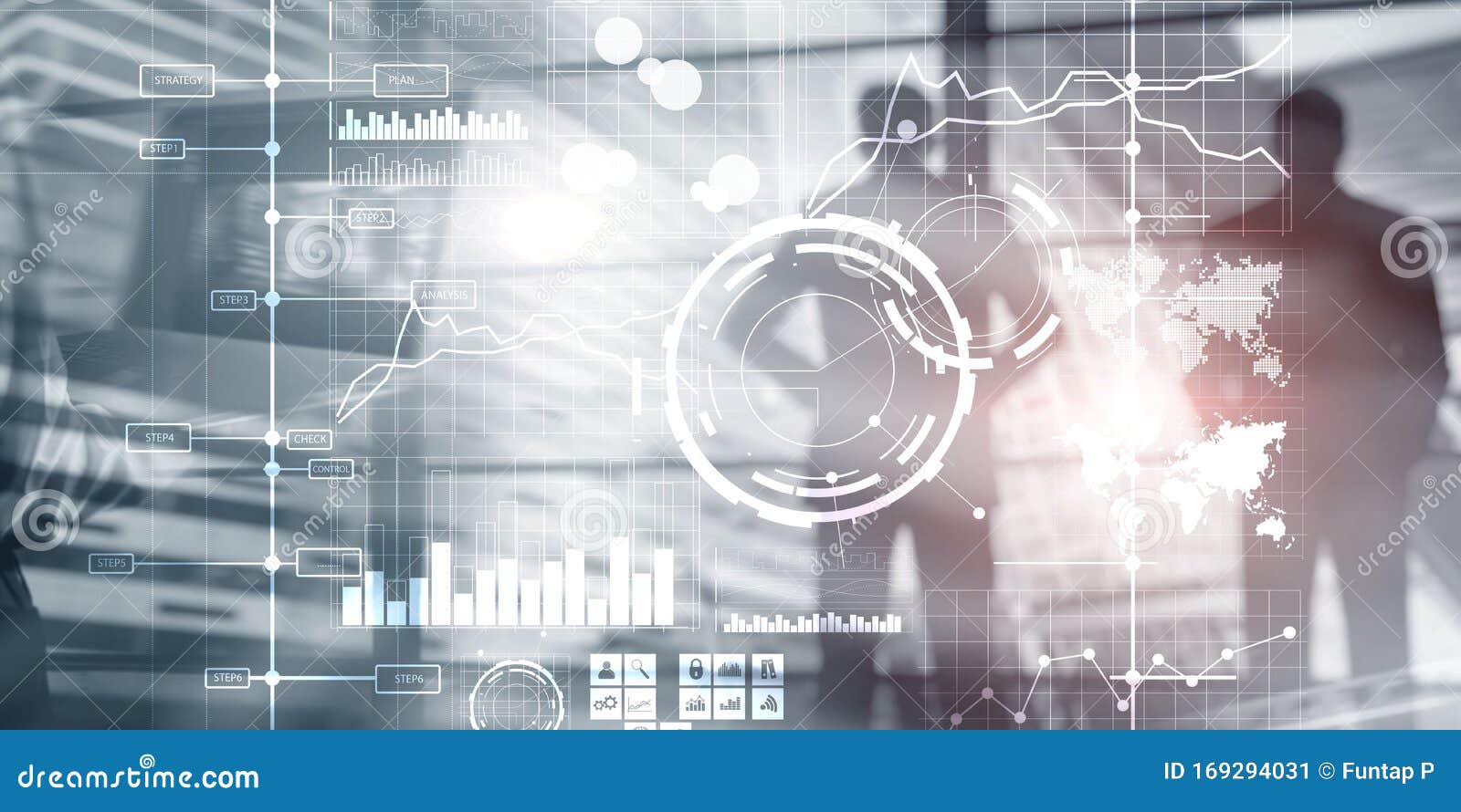 Display Interface Intelligence Dashboard And Charts. Financial Key ...