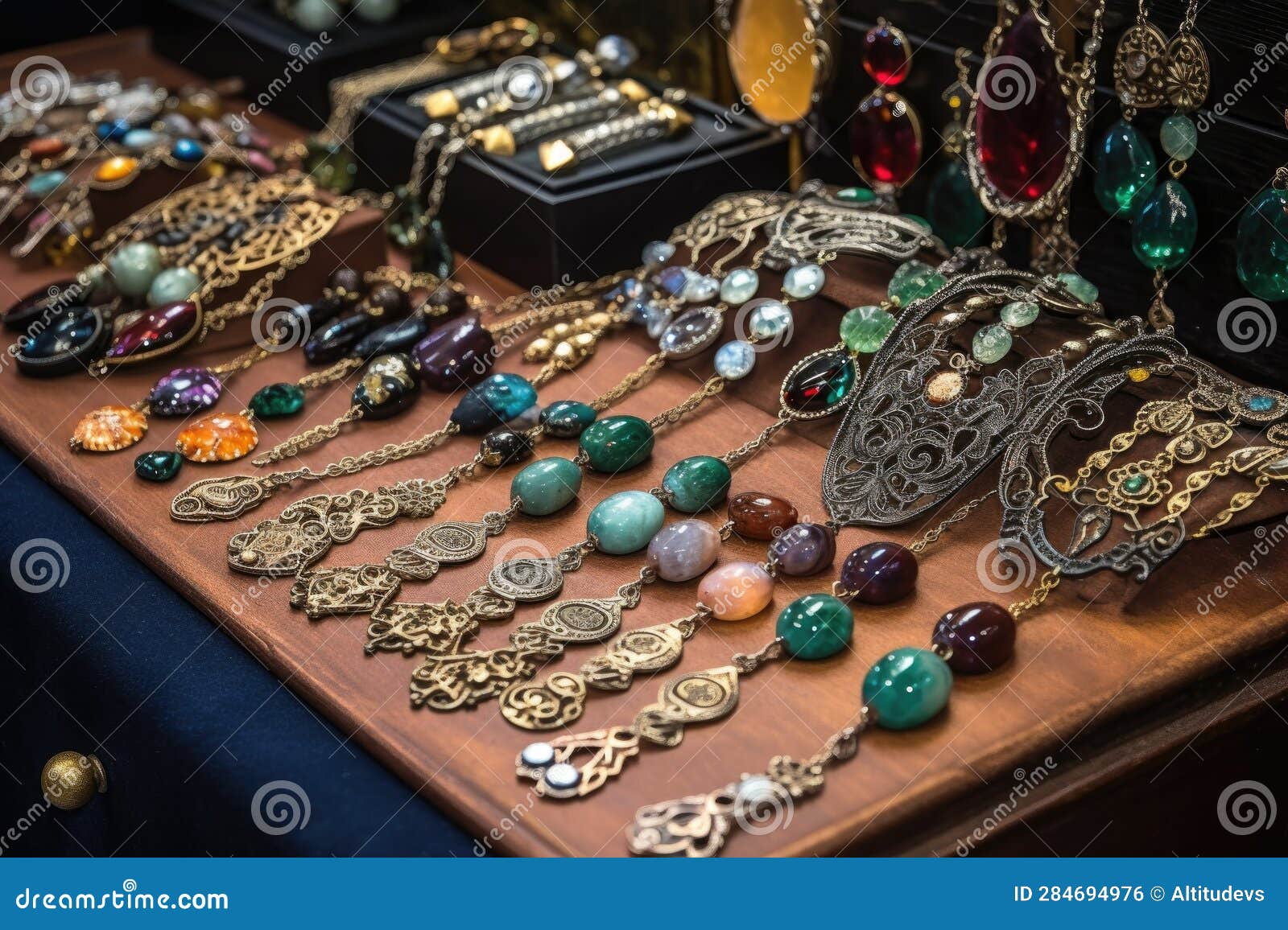 A Display of Jewelry, with a Mix of Different Styles and Colors Stock ...